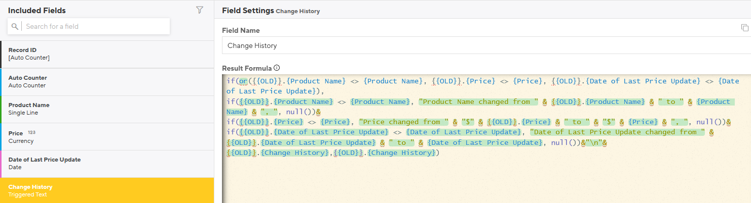 Using The Old Function To Log History Of Multiple Fields Trackvia